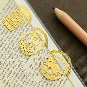 yueton Pack of 7 Mini Hollow Golden Metal Bookmarks Book Note Pad Memo Marker Label