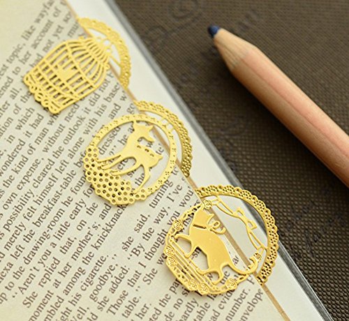 yueton Pack of 7 Mini Hollow Golden Metal Bookmarks Book Note Pad Memo Marker Label