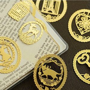 yueton Pack of 7 Mini Hollow Golden Metal Bookmarks Book Note Pad Memo Marker Label