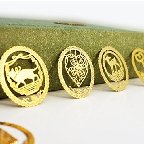 yueton Pack of 7 Mini Hollow Golden Metal Bookmarks Book Note Pad Memo Marker Label