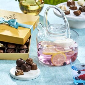 Godiva Chocolatier Assorted Chocolate Gift Box - Assorted Dark, Milk, White, Raspberry, Caramel, and Chocolate- Blue Ribbon Classic Gold Box - 19 pieces