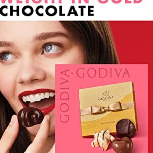 Godiva Chocolatier Assorted Chocolate Gift Box - Assorted Dark, Milk, White, Raspberry, Caramel, and Chocolate- Blue Ribbon Classic Gold Box - 19 pieces