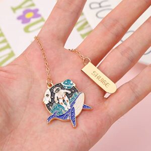 6 Pcs The Wandering Earth Series Metal Bookmark with Enamel Charms, Brass Alloy Bookmarks with Pendant, Cartoon Astronaut and Whale Theme Book Markers Christmas Gift for Girls Kids Lovers Readers