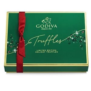 Godiva Chocolatier Holiday Truffle Flight - 12 Piece Limited Edition Assorted Gift Box – Gourmet Dark, Milk and White Chocolate Truffles for Chocolate Lovers