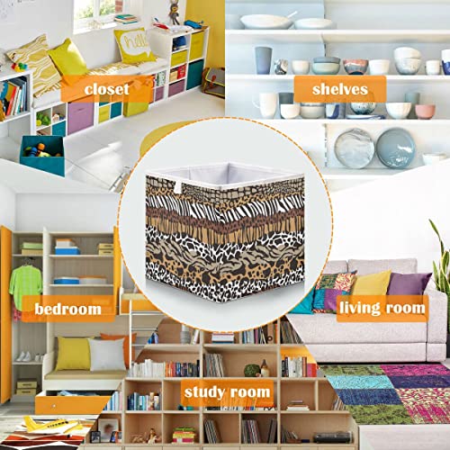 Kigai Animals Print Rectangular Storage Bins - 16x11x7 In Large Foldable Storage Basket Fabric Storage Baskes Organizer for Toys, Books, Shelves, Closet, Home Decor