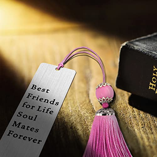 YUWANTR Best Friends for Life Soul Mates I Love You Metal Bookmark Book Lover Gifts for Woman Man BFF Girlfriend Teens Students Friends Bookworm Readers Graduation Gifts Back to School Gifts