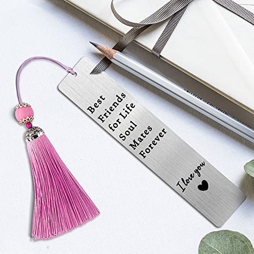 YUWANTR Best Friends for Life Soul Mates I Love You Metal Bookmark Book Lover Gifts for Woman Man BFF Girlfriend Teens Students Friends Bookworm Readers Graduation Gifts Back to School Gifts