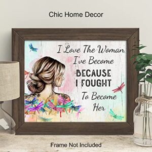 Boho Inspirational Wall Art for Women - Positive Quotes Sayings for Wall Decor- Encouragement Gifts Teens Girls - Motivational Wall Art Posters - Rustic Hippie Dragonfly Decor - Positive Affirmations