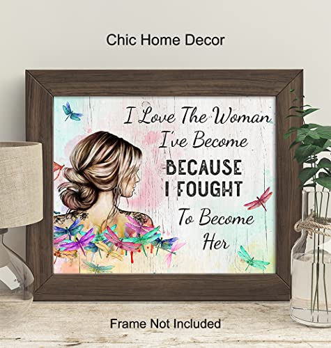 Boho Inspirational Wall Art for Women - Positive Quotes Sayings for Wall Decor- Encouragement Gifts Teens Girls - Motivational Wall Art Posters - Rustic Hippie Dragonfly Decor - Positive Affirmations