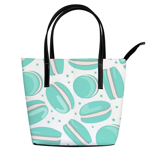 Fashionable women's handbag tote bag, Mint Macaroonprinted shoulder bag is light and durable