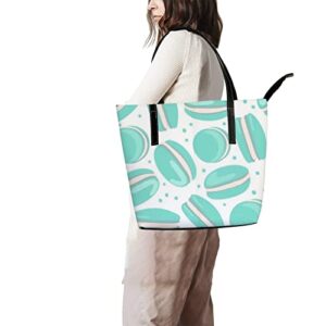 Fashionable women's handbag tote bag, Mint Macaroonprinted shoulder bag is light and durable