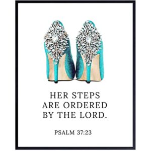 Glam Christian Gifts for Women - Religious Wall Decor - Bible Verses Wall Decor- Holy Scriptures Wall Art - Spiritual Gifts- Inspirational Quotes - Light Blue - Catholic Gifts Women - God Wall Decor