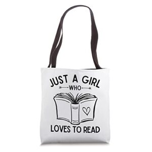 just a girl who loves to read book lover nerd readers books tote bag