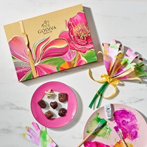 Godiva Chocolatier Gourmet Chocolate Gift Box - Assorted Dark, Milk, White, Raspberry, Caramel, and Chocolate - Elegant Spring Floral Box - 36 Pieces