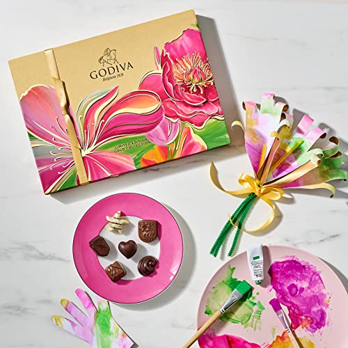 Godiva Chocolatier Gourmet Chocolate Gift Box - Assorted Dark, Milk, White, Raspberry, Caramel, and Chocolate - Elegant Spring Floral Box - 36 Pieces