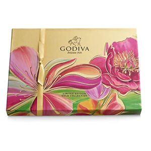 Godiva Chocolatier Gourmet Chocolate Gift Box - Assorted Dark, Milk, White, Raspberry, Caramel, and Chocolate - Elegant Spring Floral Box - 36 Pieces