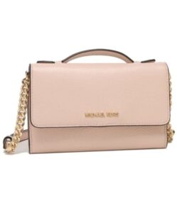 michael kors jet set travel snap closure multifunction phone case/holder crossbody bag (powder blush)