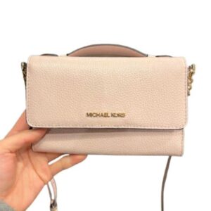 Michael Kors Jet Set Travel Snap Closure Multifunction Phone Case/Holder Crossbody Bag (Powder Blush)