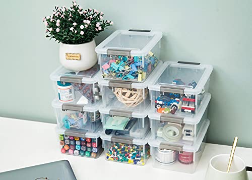 Citylife 1.3 QT 10 Pack Small Storage Bins & 6 Packs Small Storage Bins with Lids 3.2 QT Plastic Storage Containers for Organizing Stackable Clear Storage Boxes