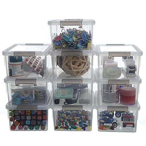 Citylife 1.3 QT 10 Pack Small Storage Bins & 6 Packs Small Storage Bins with Lids 3.2 QT Plastic Storage Containers for Organizing Stackable Clear Storage Boxes