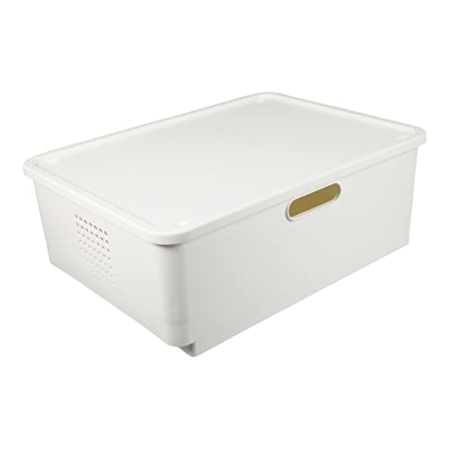 Garneck Plastic Storage Bin Tote Organizing Container with Latching Lid, Great Use for Storing, Stackable and Nestable