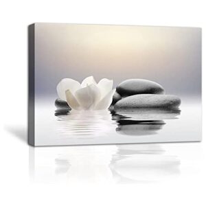 LZIMU Zen Canvas Wall Art Lotus Flowers and Stones Spa Pictures Wall Decor Art Prints for Yoga Meditation Room Decor (12x18in (30x45cm))