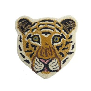 hahtgso tiger shaped rug cute cartoon tiger lion panda print small rug animals bath mat small area rug animal shape rug, door mats non slip floor mat (brown tiger, 40cmx40cm)