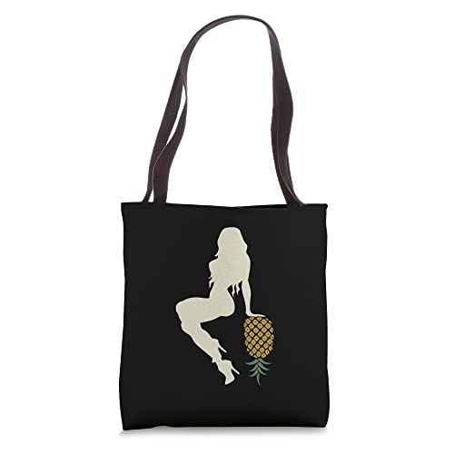 Swinger Couples Upside Down Pineapple Sexy Women Silhouette Tote Bag