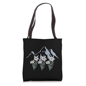 mountains switzerland alps edelweiss basket alpine flower tote bag