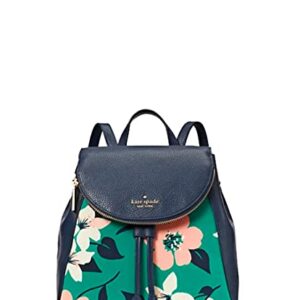 Kate Spade Canvas Leila Small Flap Drawstring Backpack Lily Blooms Green