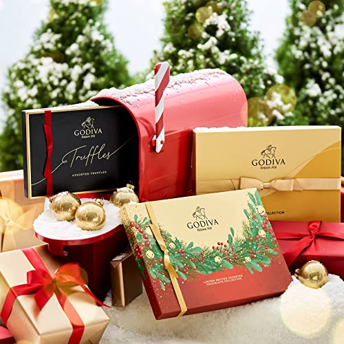 Godiva Chocolatier Holiday 2022 Chocolate Gift Box - 8 Piece Assorted Gourmet Dark, Milk and White Chocolates, 1 Gift Box – Limited Edition Gift Set for Chocolate Lovers