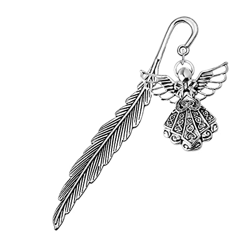 WSNANG Metal Bookmark Angel Gifts Metal Feather Bookmark Reading Lovers Gifts for Religious Gifts (Angel)