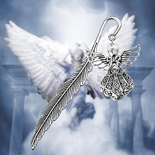 WSNANG Metal Bookmark Angel Gifts Metal Feather Bookmark Reading Lovers Gifts for Religious Gifts (Angel)