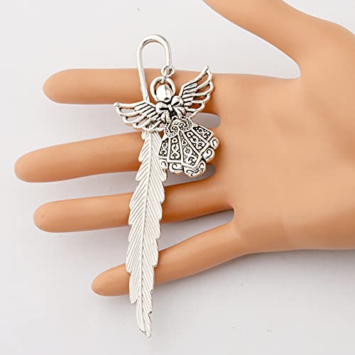 WSNANG Metal Bookmark Angel Gifts Metal Feather Bookmark Reading Lovers Gifts for Religious Gifts (Angel)