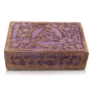 great birthday gift ideas handmade decorative wooden jewelry box treasure box jewelry organizer keepsake box treasure chest trinket holder lock box watch box 8 x 5 inch gift ideas (violet)