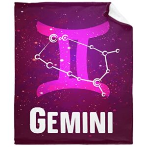 ausmart constellation zodiac gemini throw blanket flannel microfiber luxury warm soft cozy blanket for couch, car, bed sofa dorm water beds gift x-small 40x30in ( toddler ) pet