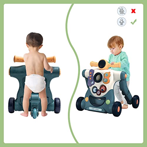 Baby Sit-to-Stand Learning Walker, 3 in 1 Baby Walker for Boys Girls Toddlers, Educational Baby Push Walkers with Entertainment Activity Center, Baby Music Learning Toy Gift for Infant Boys Girls