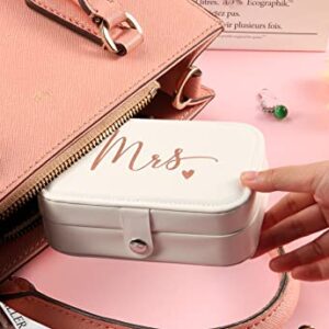 Mrs Travel Jewelry Box Gift-Plush Velvet Trinkets Storage Organizer Case-Miss to Mrs Gift-Wedding Gift for Bride-Mrs Gift-Bridal Shower Gift for Bride-Bachelorette Party Gift for Bride-Rose Golden