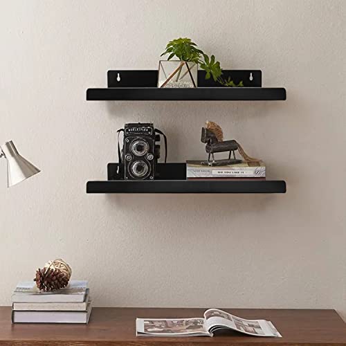 OFILLES 2Pcs Black Metal Wall Shelf, Floating Shelf Wall Storage, Book Wall Shelves for Bedroom, Living Room, Bathroom, Kitchen. 11.8in*4.7in