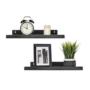 OFILLES 2Pcs Black Metal Wall Shelf, Floating Shelf Wall Storage, Book Wall Shelves for Bedroom, Living Room, Bathroom, Kitchen. 11.8in*4.7in