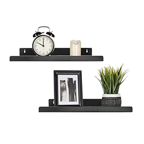 OFILLES 2Pcs Black Metal Wall Shelf, Floating Shelf Wall Storage, Book Wall Shelves for Bedroom, Living Room, Bathroom, Kitchen. 11.8in*4.7in