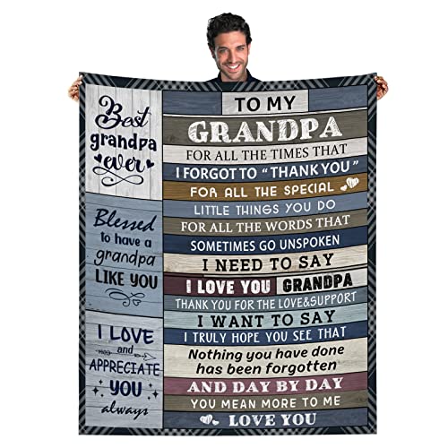 CIUGOIG Gifts for Grandpa Blanket Retirement Gift from Granddaughter Flannel Throw Blankets 50"X60"