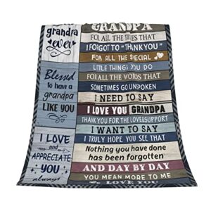 CIUGOIG Gifts for Grandpa Blanket Retirement Gift from Granddaughter Flannel Throw Blankets 50"X60"