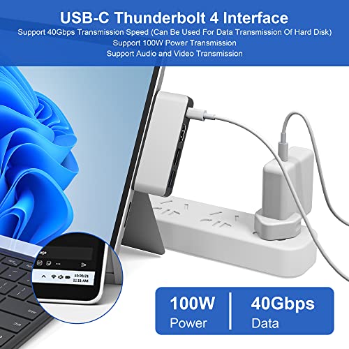 Surface Pro 8 Hub Docking Station with 4K HDMI, USB-C Thunerbolt 4 (Display+Data+PD Charging), USB 3.0, USB 2.0, TF Card Slot, Triple Display (Surface Pro 8+HDMI+USB C) for Microsoft Surface Pro 8