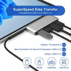 Surface Pro 8 Hub Docking Station with 4K HDMI, USB-C Thunerbolt 4 (Display+Data+PD Charging), USB 3.0, USB 2.0, TF Card Slot, Triple Display (Surface Pro 8+HDMI+USB C) for Microsoft Surface Pro 8