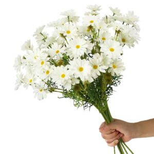 xiyuan 15 bundles artificial daisy flowers 21″ high small daisy artificial flower outdoor silk flowers fake wildflowers faux greenery shrubs plants with – for wedding decoration home decoration