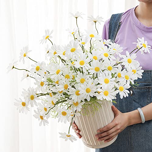 XIYUAN 15 Bundles Artificial Daisy Flowers 21" High Small Daisy Artificial Flower Outdoor Silk Flowers Fake Wildflowers Faux Greenery Shrubs Plants with - for Wedding Decoration Home Decoration