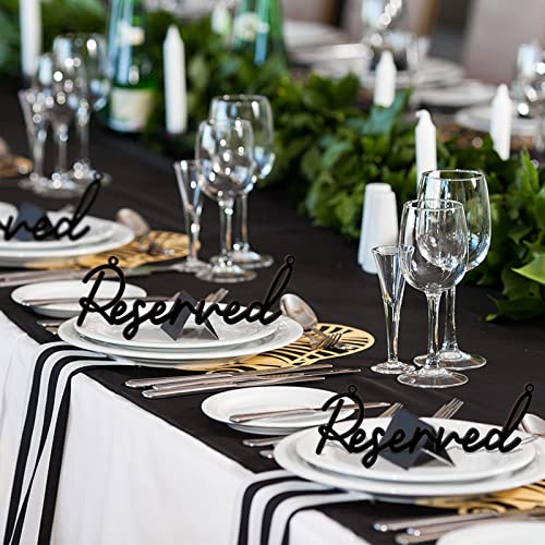 12 Pcs Reserved Signs for Wedding Chairs Hanging Wooden Reserved Sign Rustic Wedding Reserved Seating Sign with Rope Reserved Table Sign Wooden Tag Reserved Sign for Wedding Chair Restaurant (Black)