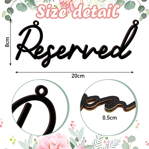 12 Pcs Reserved Signs for Wedding Chairs Hanging Wooden Reserved Sign Rustic Wedding Reserved Seating Sign with Rope Reserved Table Sign Wooden Tag Reserved Sign for Wedding Chair Restaurant (Black)