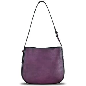 genuine leather crossbody satchel purse for women vintage handmade handbag retro designer hobo bag (purple)